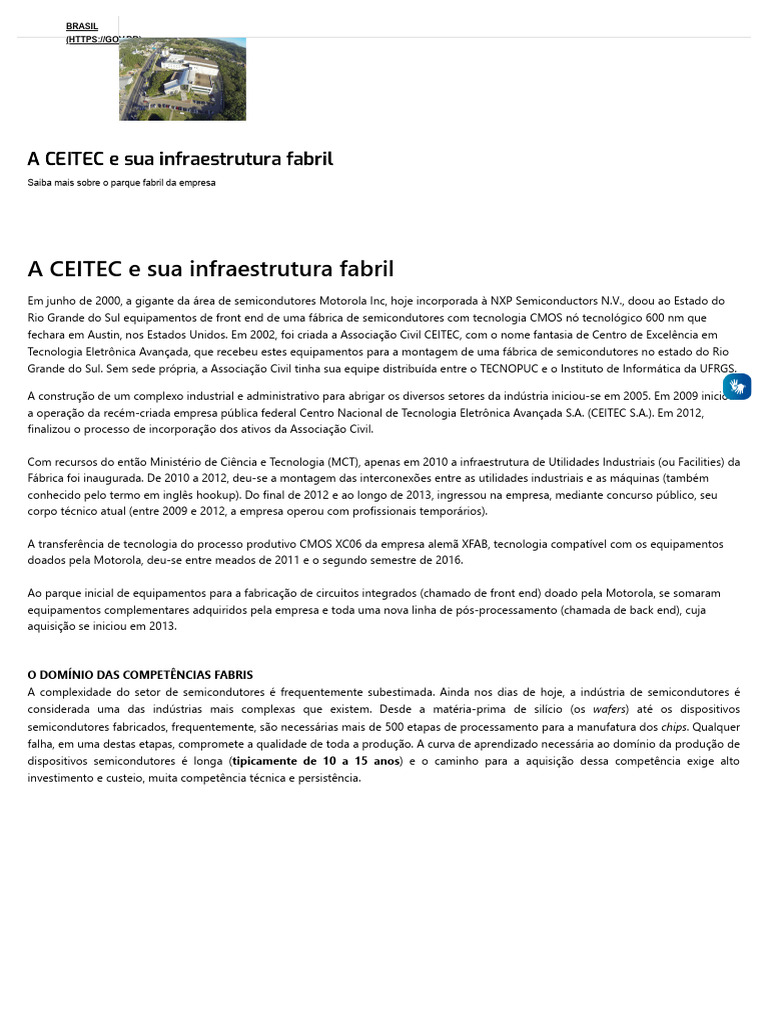 CEITEC S.A. A CEITEC e Sua Infraestrutura Fabril | PDF | Circuito ...