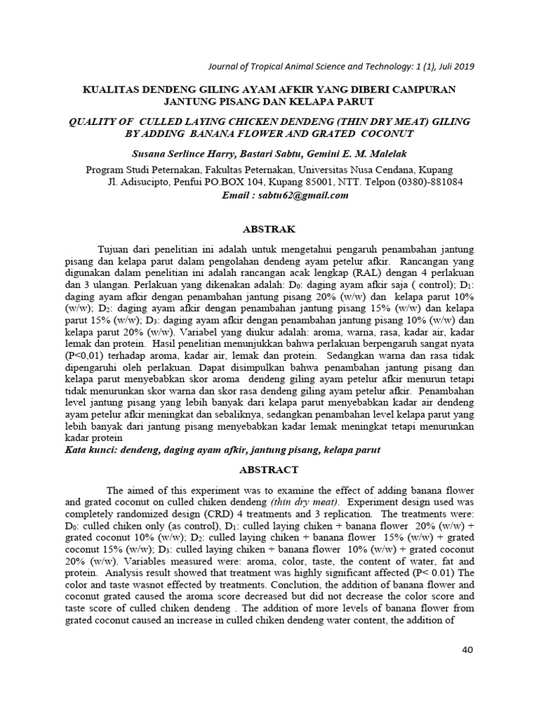 Quality of Culled Laying Chicken Dendeng 0e53df04 | PDF | Business