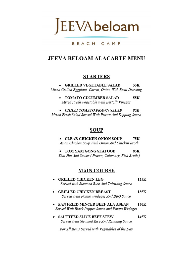 ALACARTE MENU BELOAM (1) Print | PDF