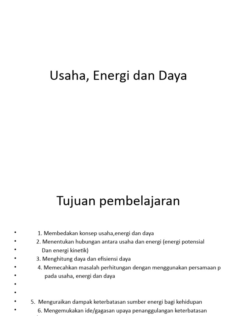 Hubungan Usaha, Energi, dan Daya | PDF