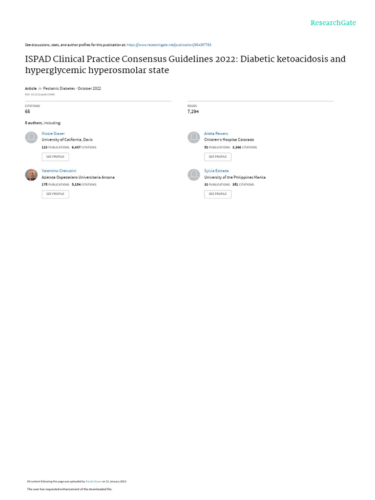 ISPAD Clinical Practice Consensus Guidelines 2022: Diabetic ...