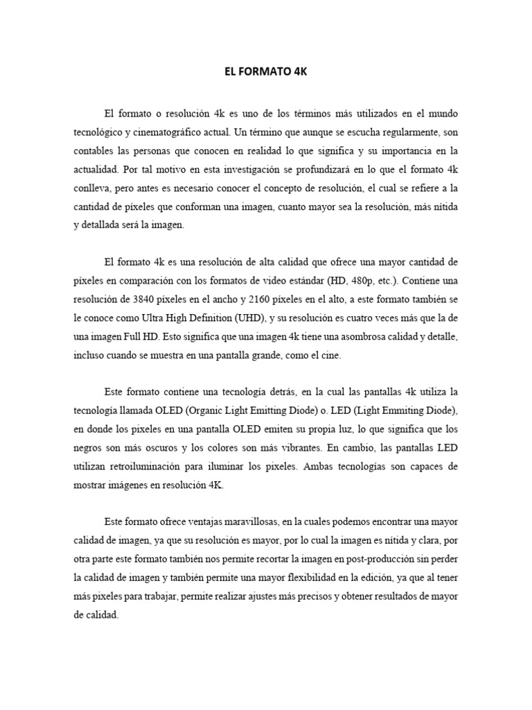 EL FORMATO 4K | PDF | Resolución de pantalla | Tecnología digital