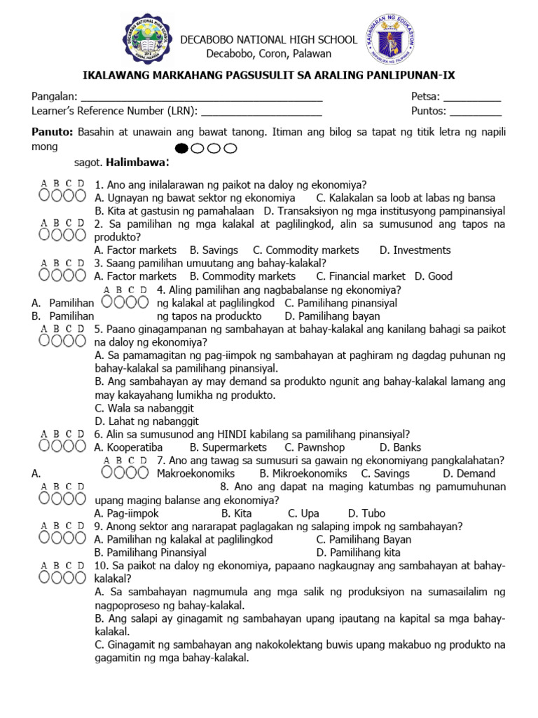 Arpan 9 Q3 Periodical Exam | PDF