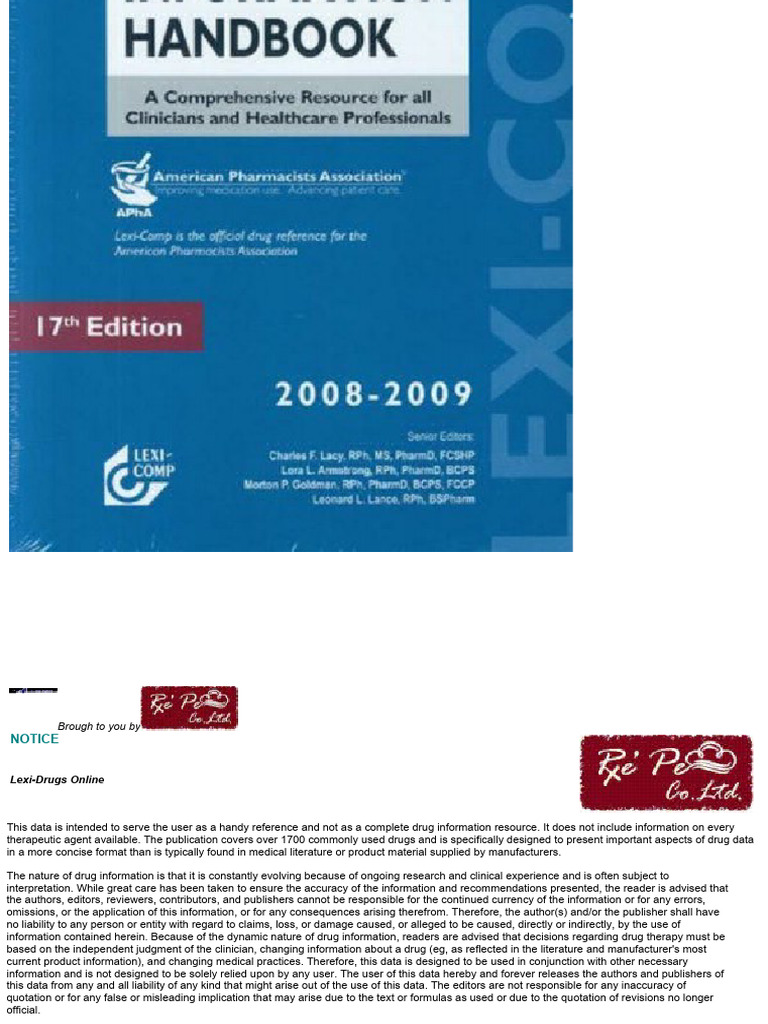 Lexi Comps Drug Information Handbook 17th Edition | Download Free PDF | Pharmacist | Breastfeeding