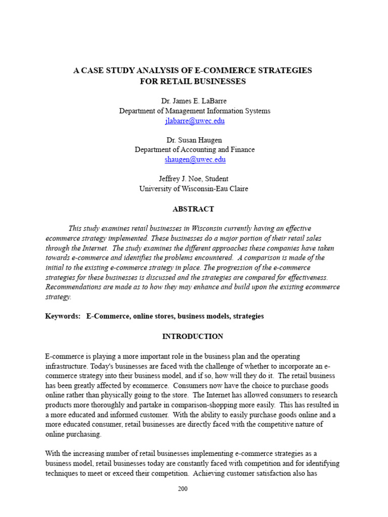 A Case Study Analysis of e Commerce Stra | PDF | E Commerce | Retail