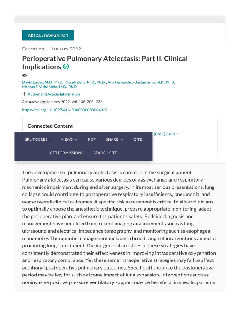 Clinical Implications of Pulmonary Atelectasis | PDF | Respiratory ...