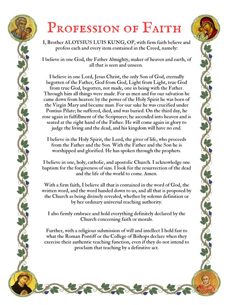 Profession of Faith - Ordination of Deacons | PDF | God The Father ...