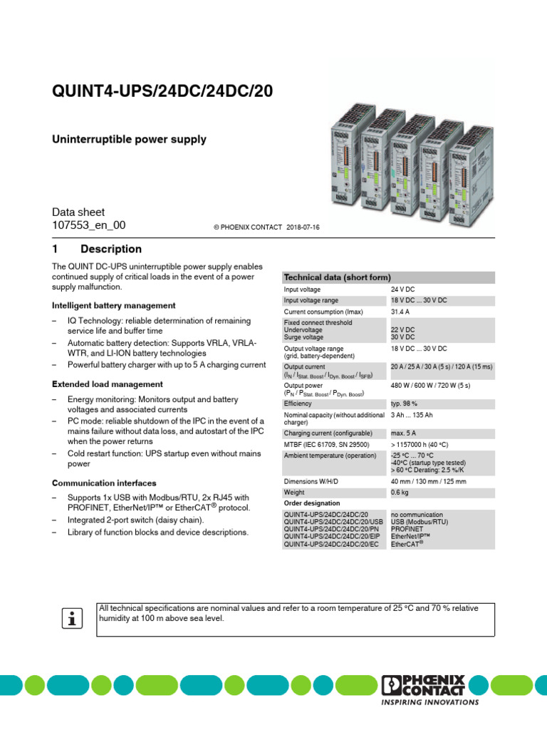 DB en Quint4 Ups 24dc 24dc 20 Usb PN Eip Ec 107553 en 00a | PDF ...