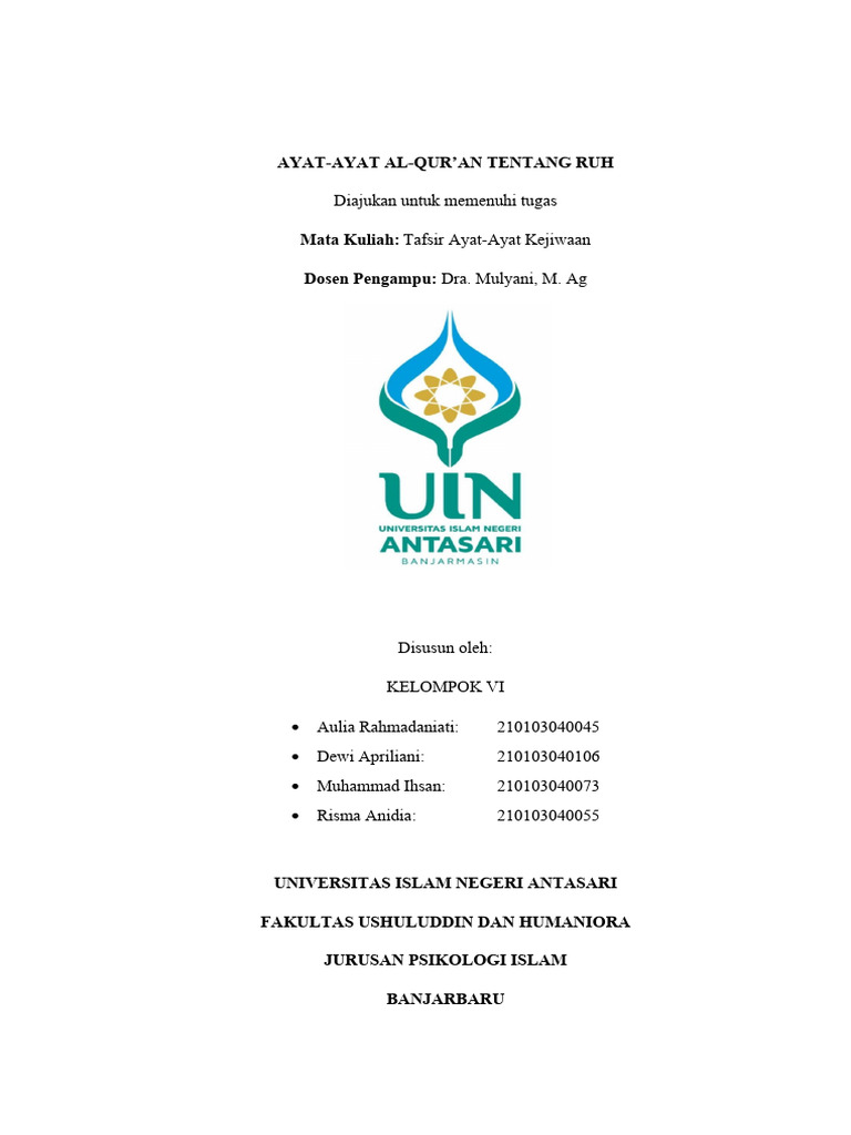 Ayat Al-Qur'an tentang Ruh Manusia | PDF | Filsafat | Agama & Spiritualitas