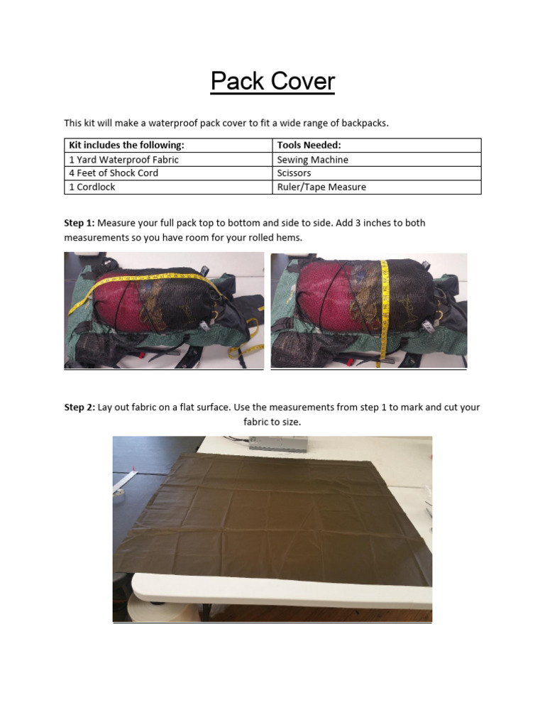 DIY Backpack Rain Cover | PDF | Home & Garden