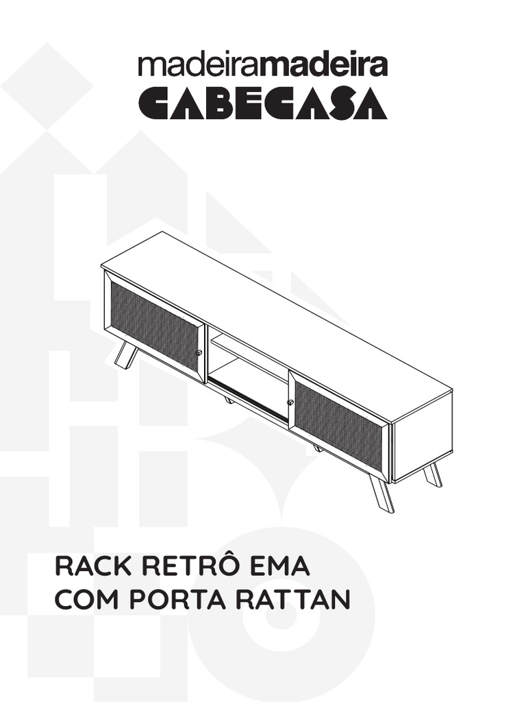 12 0019 1 Manual Rack Retr para TV at 70 Polegadas 2 Portas Correr em Rattan Ema Cabecasa ...