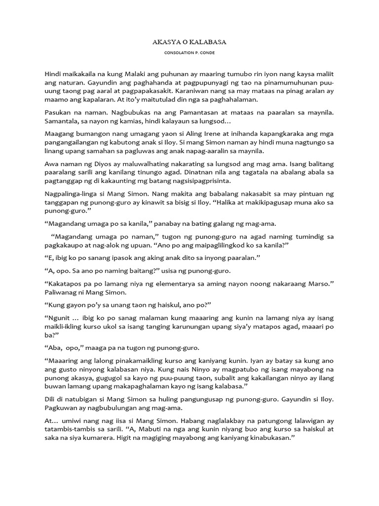 Akasya o Kalabasa | PDF