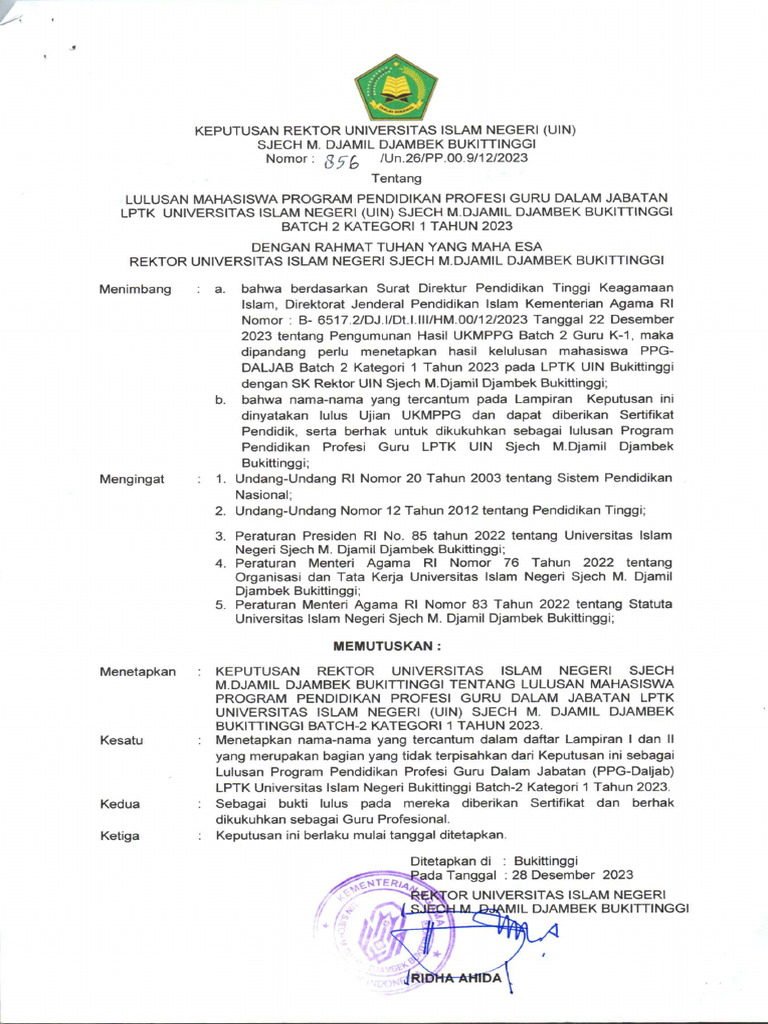 SK Lulusan PPG Batch 2 K1 | PDF