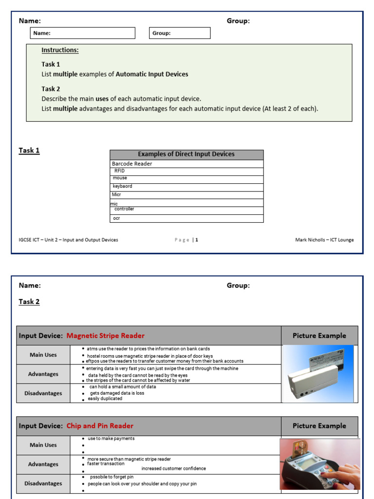 Brian Gan Yan Chen - Direct - Input - Devices - Worksheet | PDF
