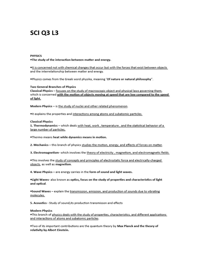 SCI Q3 Intro Reviewer | PDF | Physics | Mechanics