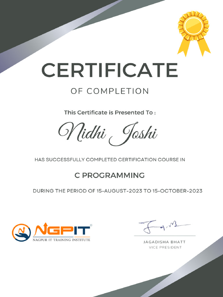Nidhi C Certificate Pdf