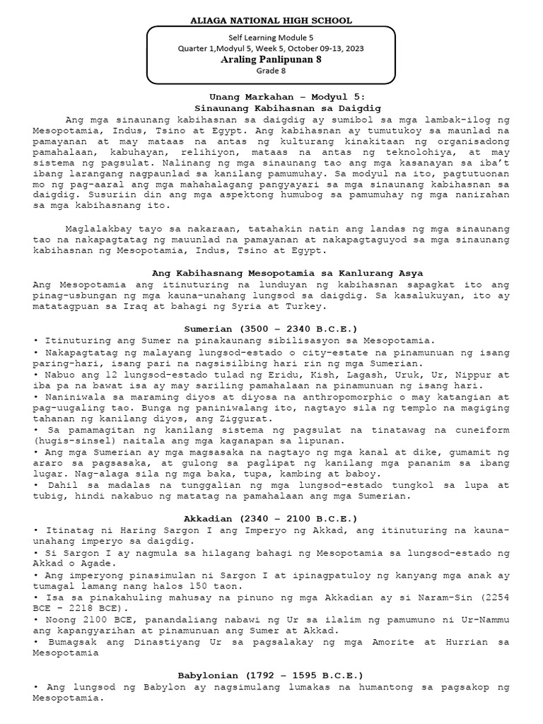 Arni-A P LAS-Q1W5 | PDF