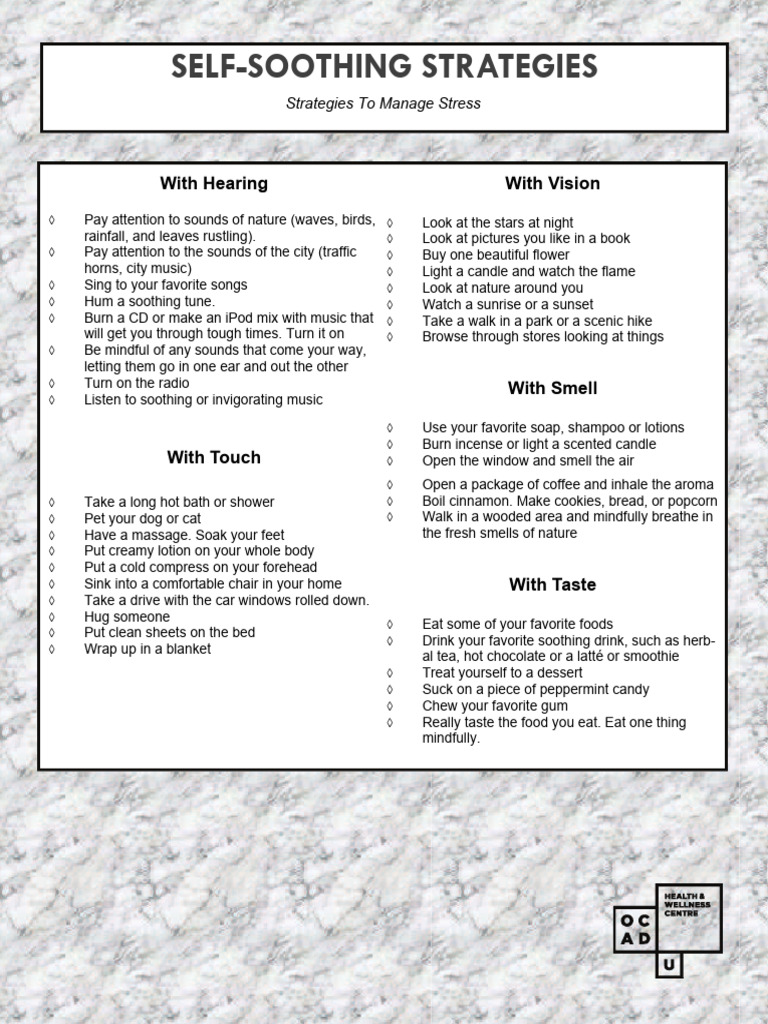 Self-Soothing Strategies | PDF | Self-Improvement