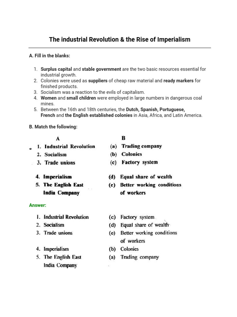 Industrial Revolution and Imperialism Explained | PDF | Industrial ...