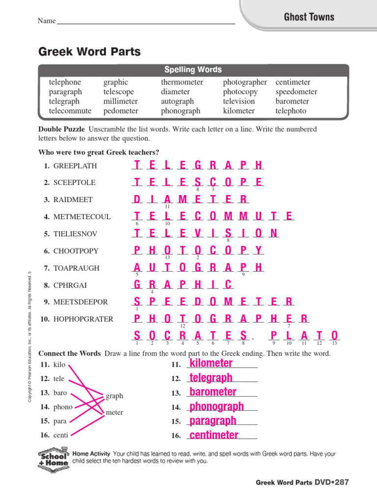 Greek Word Parts Revision Ans | PDF