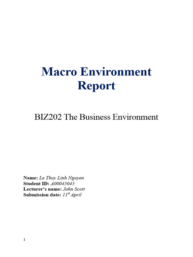 BIZ202 - M2 - Nguyen - L - Macro Environment Report | PDF