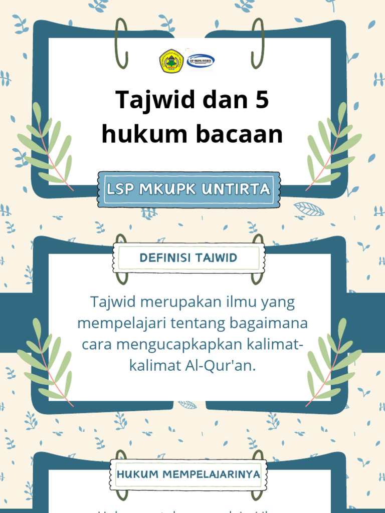 Materi 1 - Tajwid & 5 Hukum Bacaan | PDF | Agama & Spiritualitas