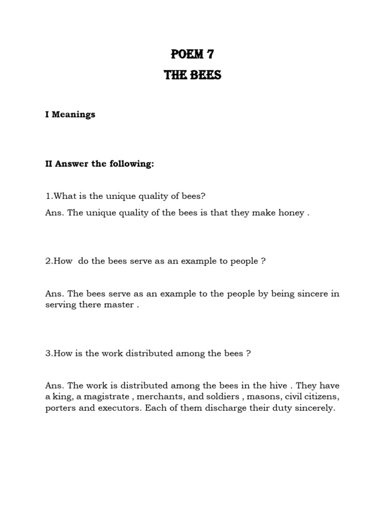 The Bees | PDF