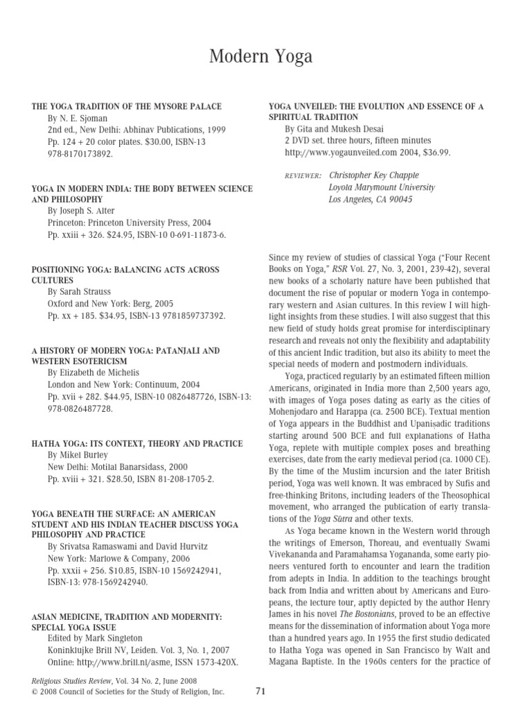 Modern Yoga:: Christopher Key Chapple Loyola Marymount University Los ...