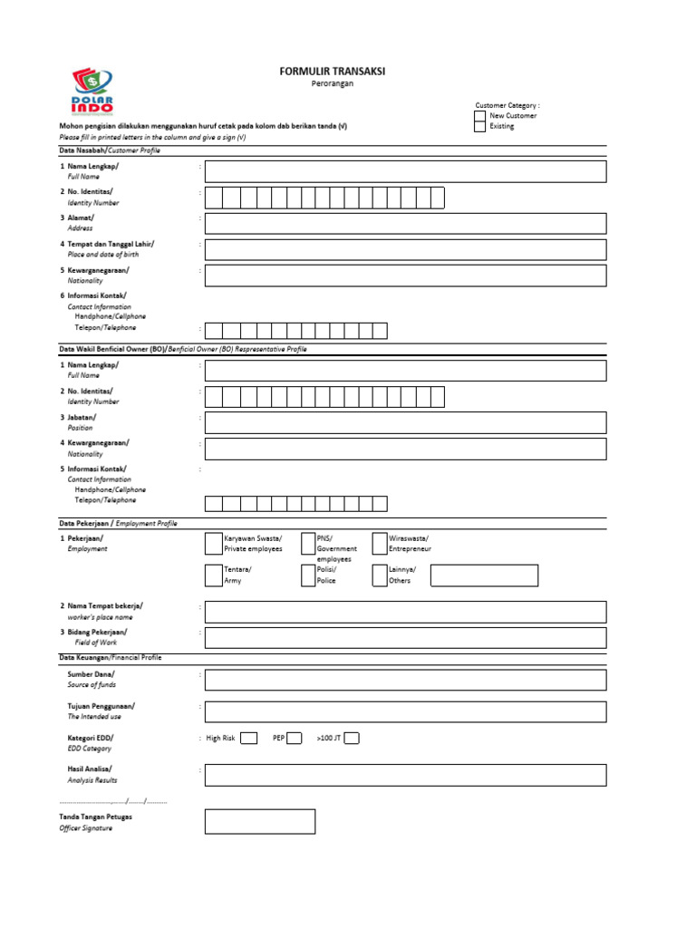 Form Transaksi - New | PDF | Telecommunications