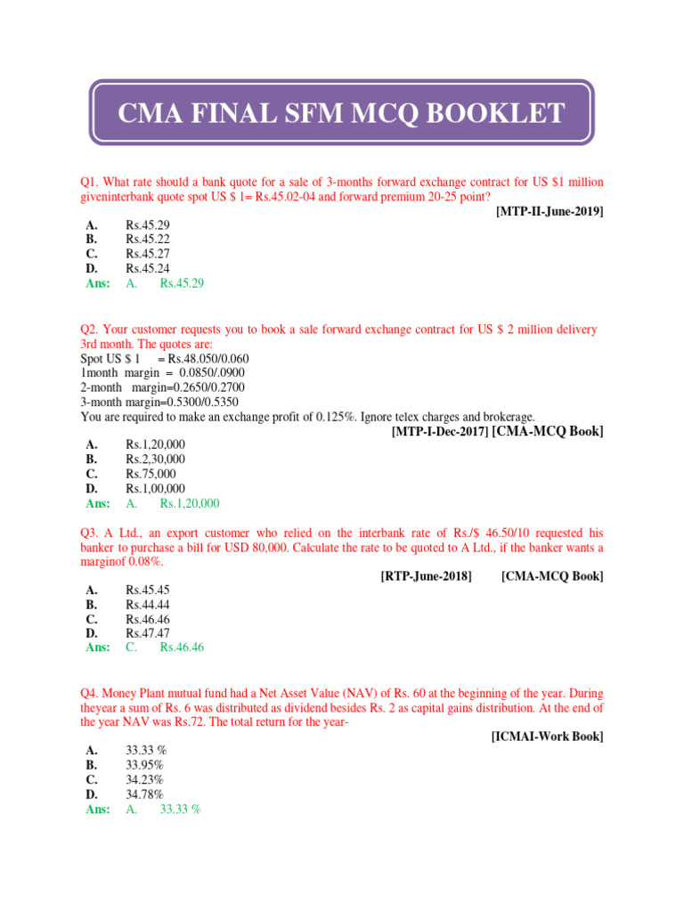 Sfm Mcq Booklet | PDF
