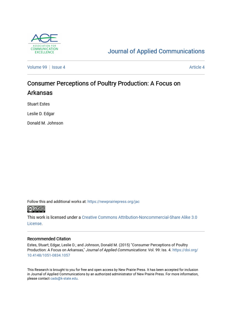 Consumer Perceptions of Poultry Production - A Focus On Arkansas | PDF ...