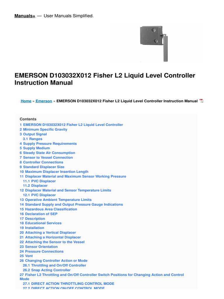 d103032x012 Fisher l2 Liquid Level Controller Manual | PDF | Throttle ...