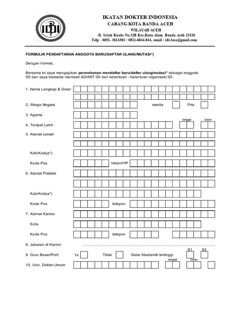 Form Keanggotaan IDI | PDF | Karier & Perkembangan