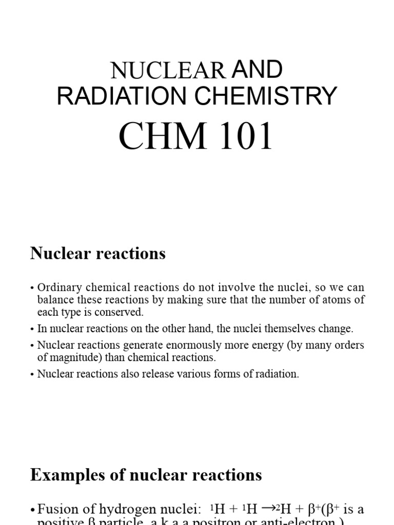 Nuclear and Radiation 100L | PDF | Nuclear Physics | Nuclear Reaction