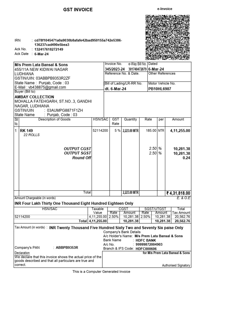 GST Invoice | PDF | Trade | Public Finance