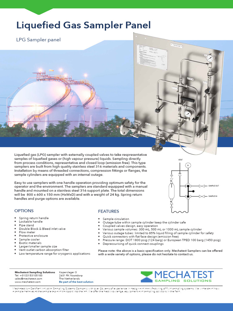 Mechatest LPG Sampler | PDF | Liquefied Petroleum Gas | Valve