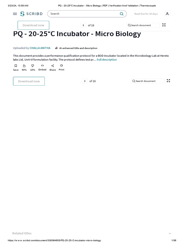 BOD Incubator Performance Protocol | PDF | Verification And Validation