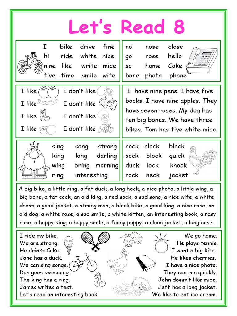Lets Read 8 Pronunciation Exercises Phonics Translation Exerci - 86207 ...