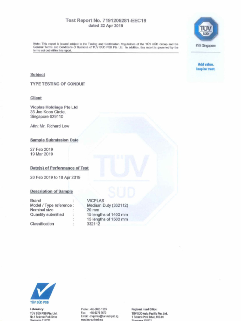Conduit Test Report (332112) | PDF