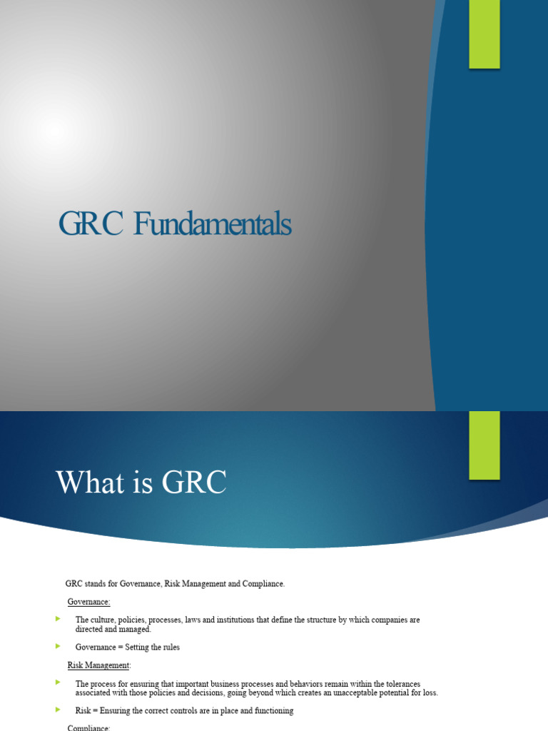 GRC Fundamental | PDF | Regulatory Compliance | Risk Management