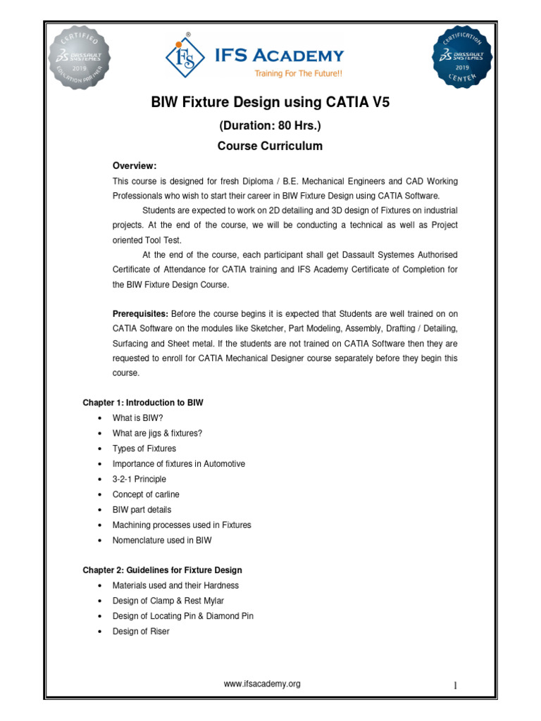 BIW Fixture Design Course Curriculum | PDF | Technical Drawing ...