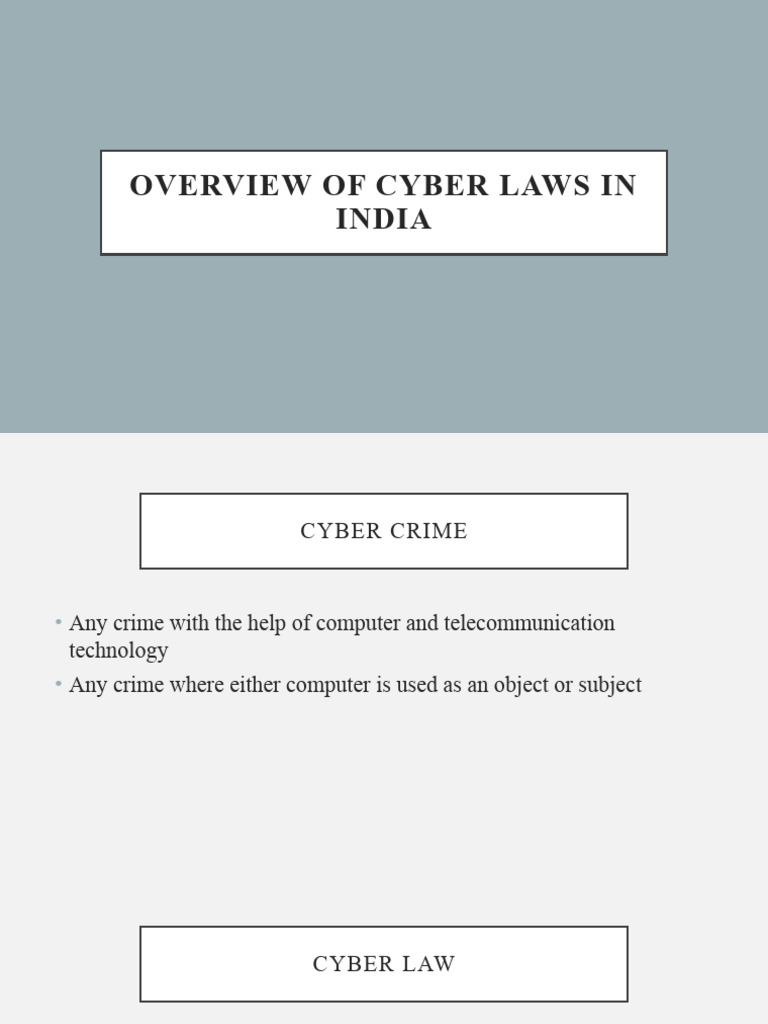 Cyber Laws and IT Act Overview in India | PDF | Public Key Cryptography ...