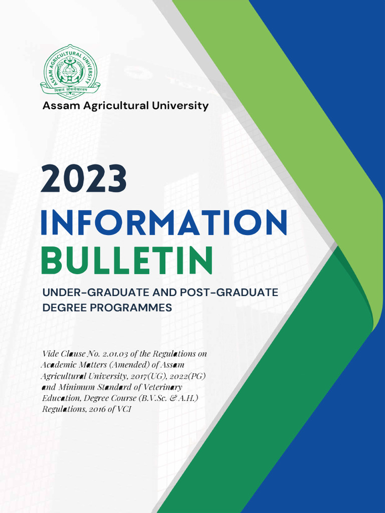 AAU Information Bulletin 2023 | PDF | University And College Admission | Agriculture