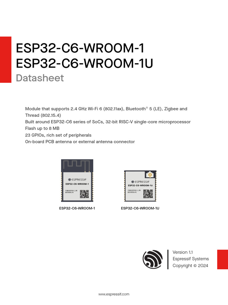 Esp32 C6 Wroom 1 Wroom 1u Datasheet En Pdf Booting Electronics