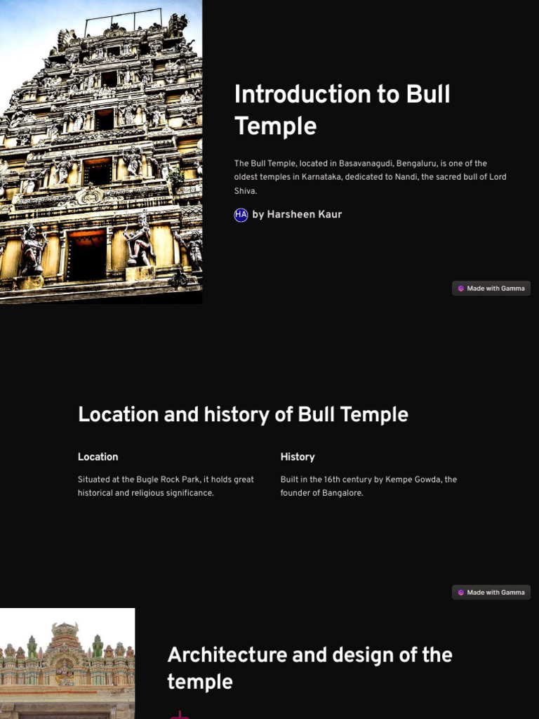 History and Significance of Bull Temple | PDF