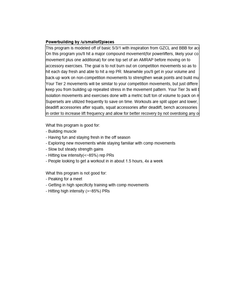 10 Week Powerbuilding Routine | PDF | Strength Training | Physical Exercise