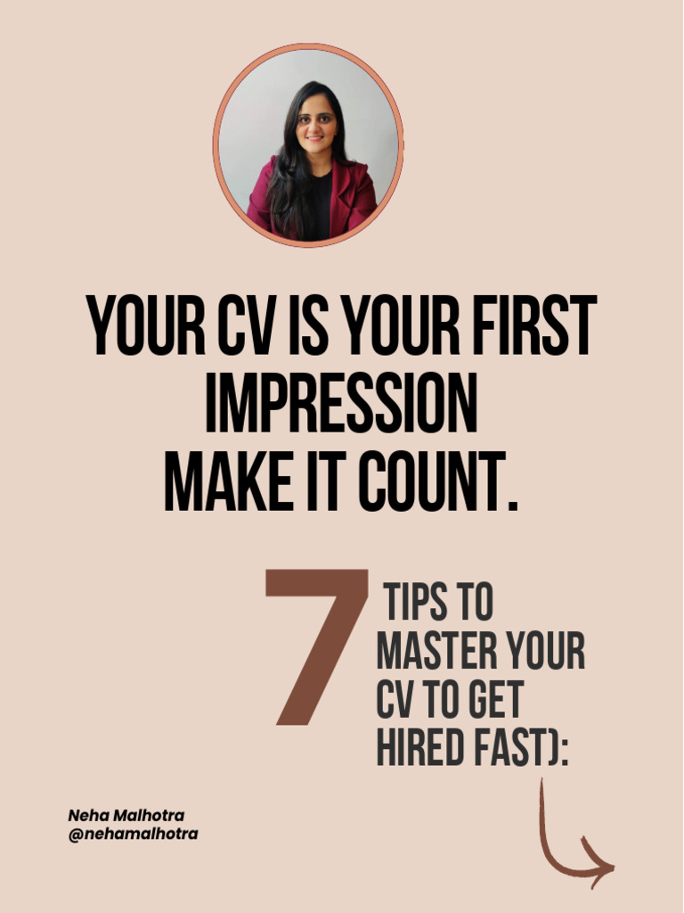 Your CV Is Your First Impression Make It Count.: Tips To Master Your CV ...