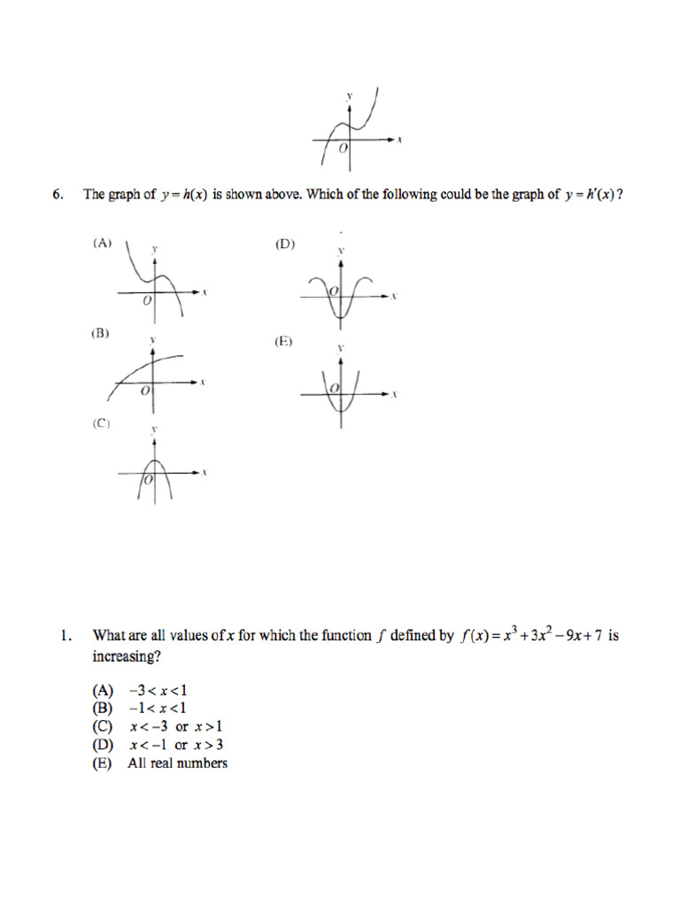 8) Curve Sketching (Multiple Choice) | PDF