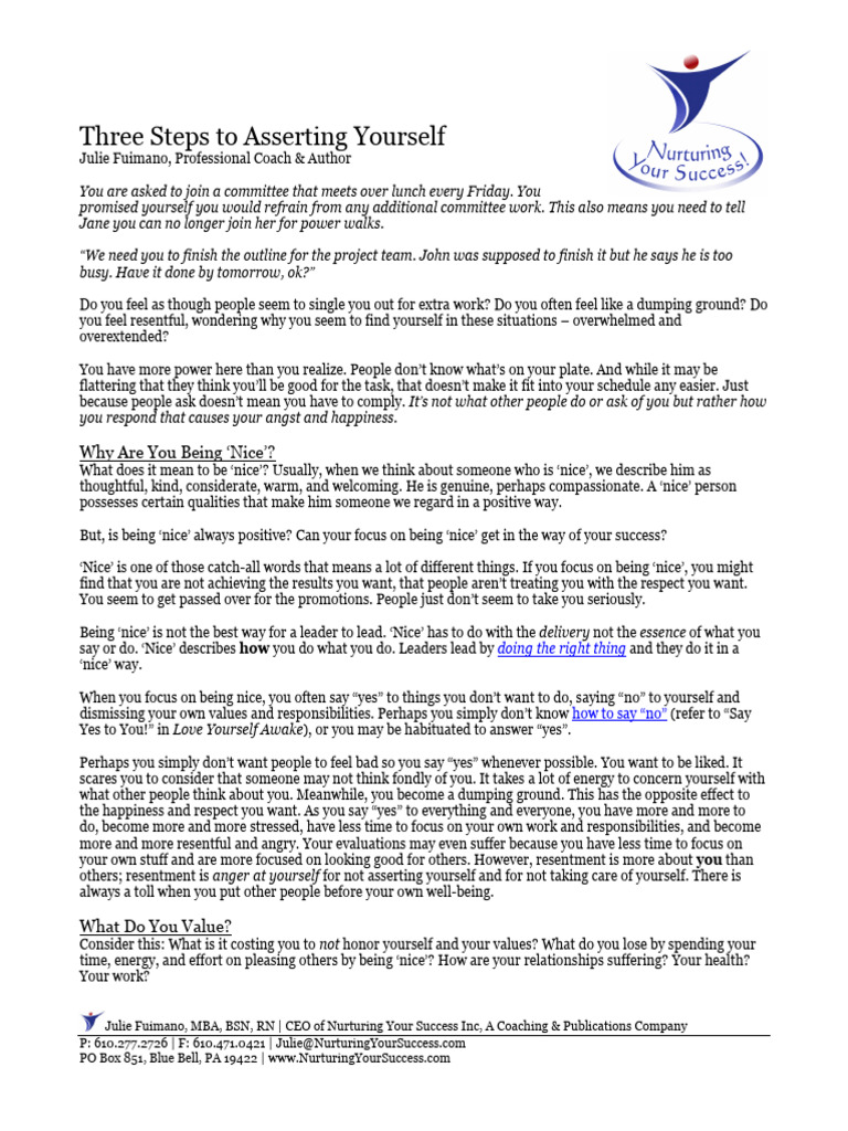 Three Steps To Asserting Yourself | PDF | Happiness | Emotions