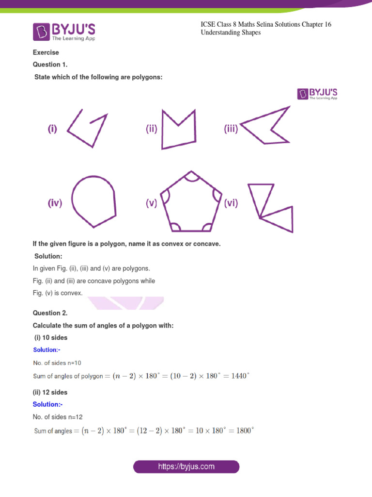 ICSE Class 8 Maths Selina Solutions Chapter 16 Understanding Shapes ...
